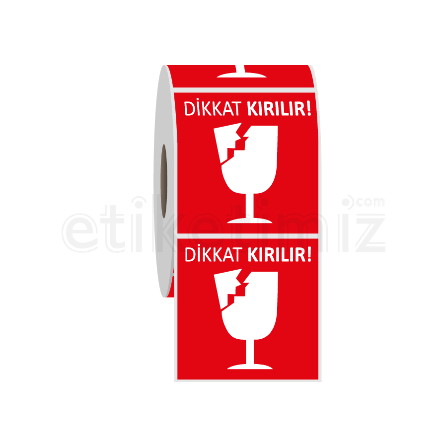 100x100 mm Dikkat Kırılır Etiketi - Etiketimiz